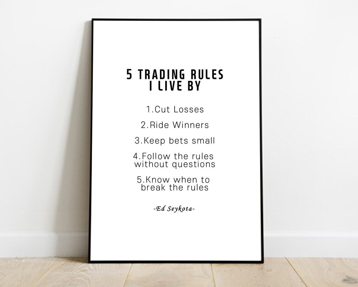 5 Trading Rules I Live by Print L Motivational & Inspirational Digital ...