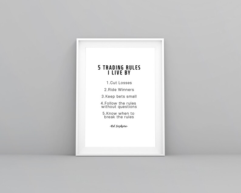 5 Trading Rules I Live by Print L Motivational & Inspirational Digital ...
