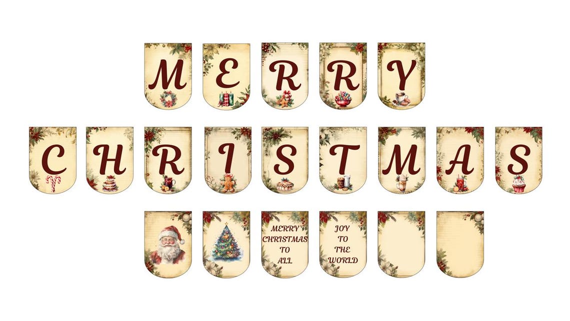 Classic Digital Download Merry Christmas Banner / Printable Classic ...
