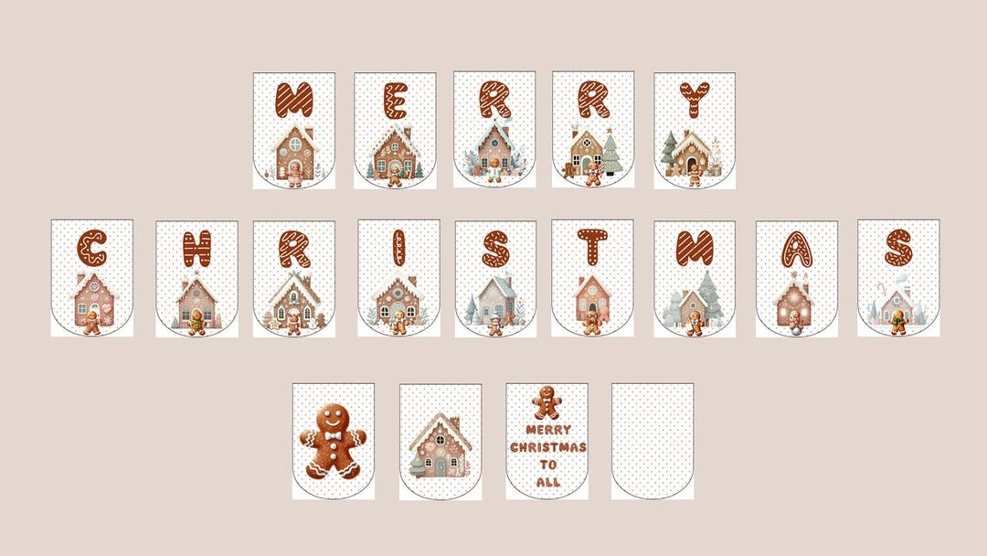 Gingerbread Digital Download Merry Christmas Banner / Printable ...