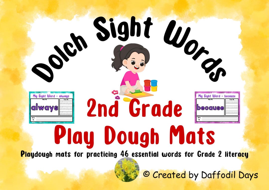 Dolch Grade Two Early Learning Sight Words Playdough Mats (digital ...