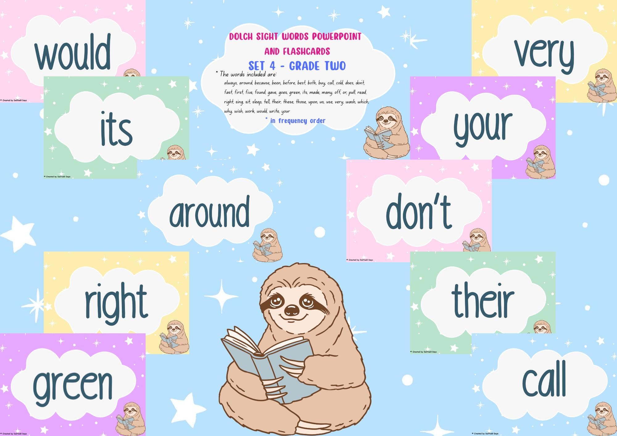 Dolch Sight Words Powerpoint Slides / Flashcards Bundle (all 220 Words ...