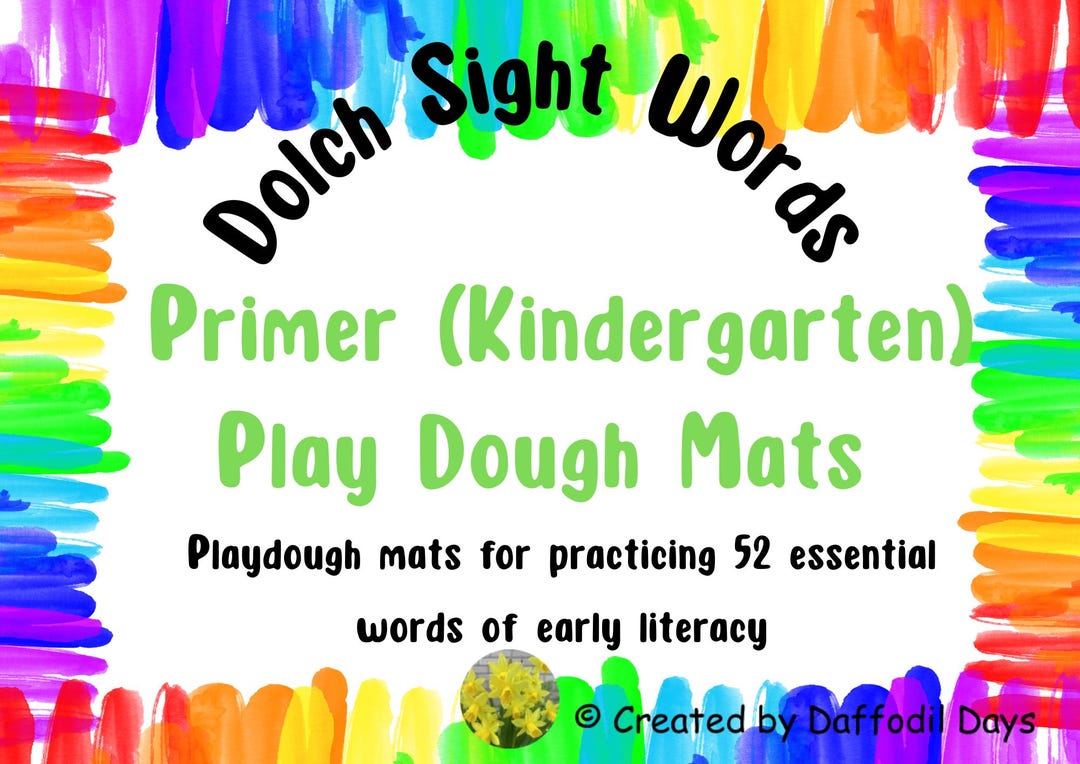 Dolch Primer (kindergarten) Early Learning Sight Words Playdough Mats ...