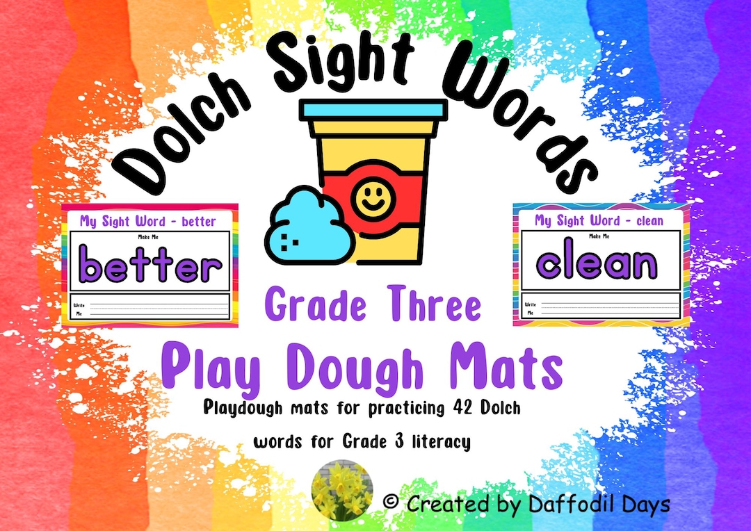 Dolch Grade Three Early Learning Sight Words Playdough Mats (digital ...