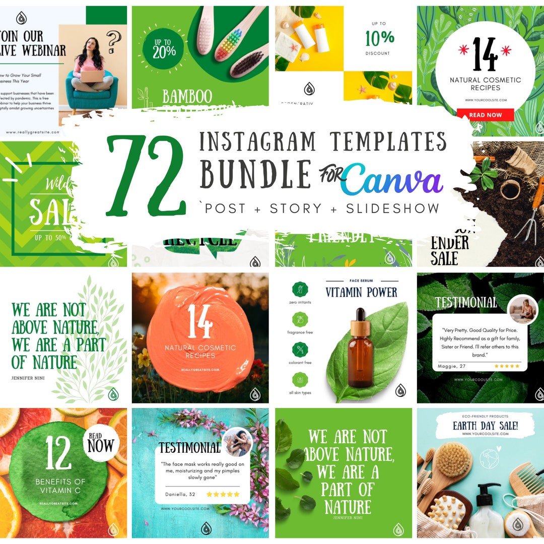Canva Bundle Instagram Posts and Stories Templates: Sustainable Store ...