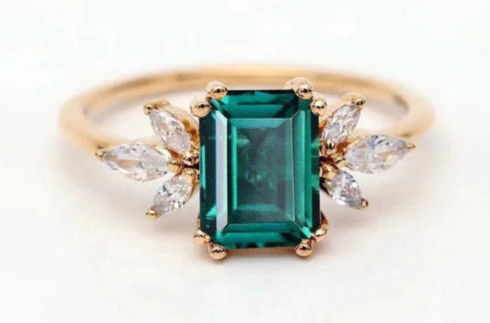 Emerald Engagement Ring Emerald Ring Vintage Real Emerald - Etsy