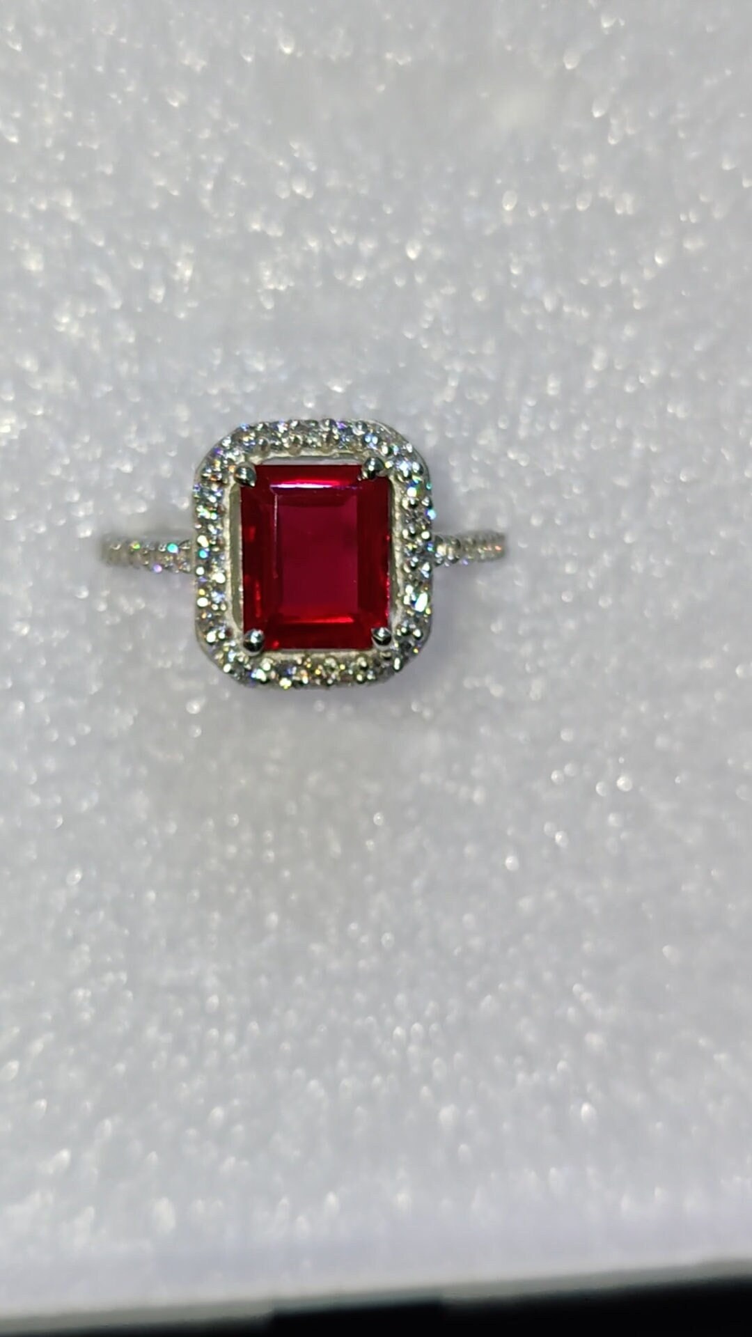 Emerald Cut Ruby Ring, Ruby Ring in Sterling Silver, Ruby Engagement ...