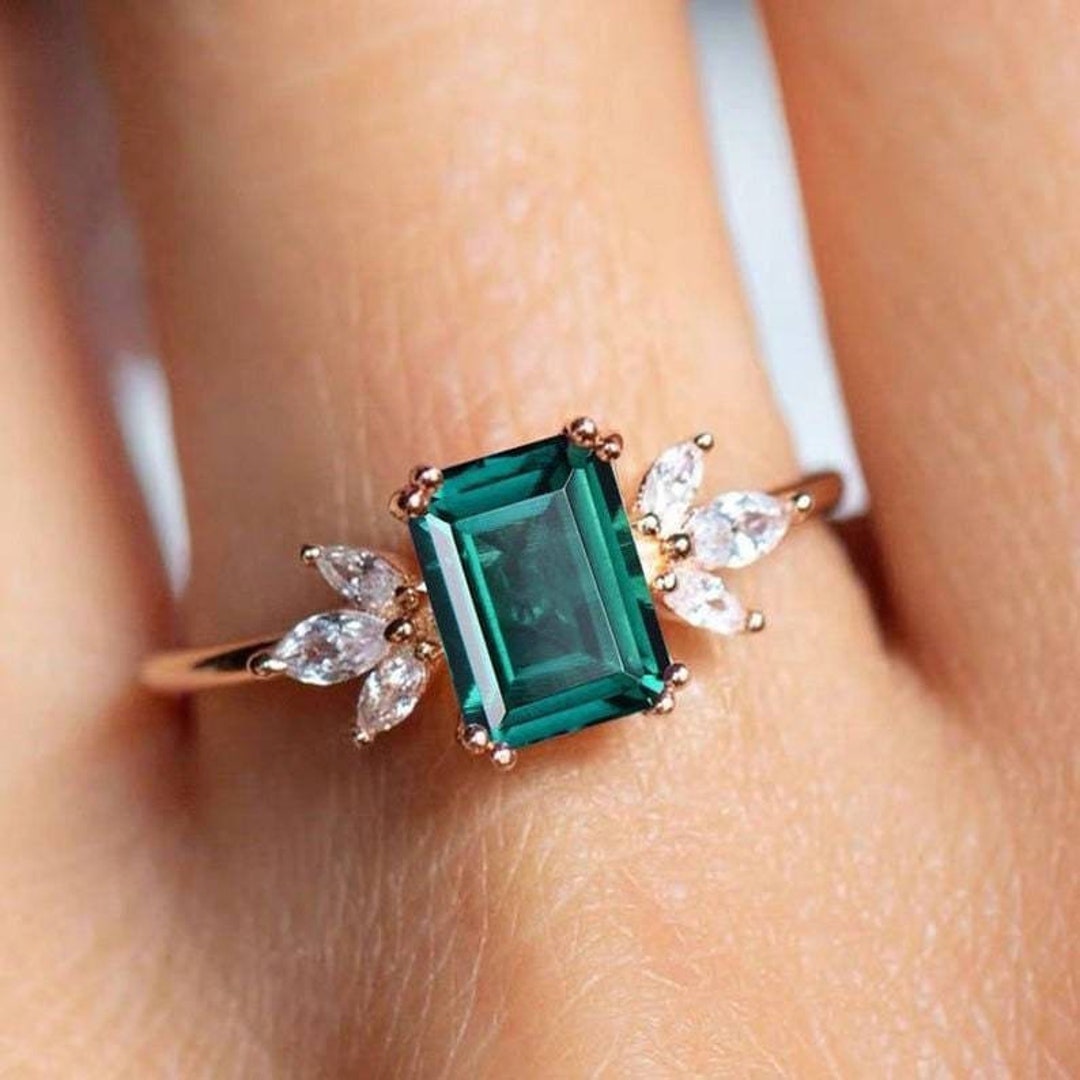 Emerald Engagement Ring Emerald Ring Vintage Real Emerald - Etsy