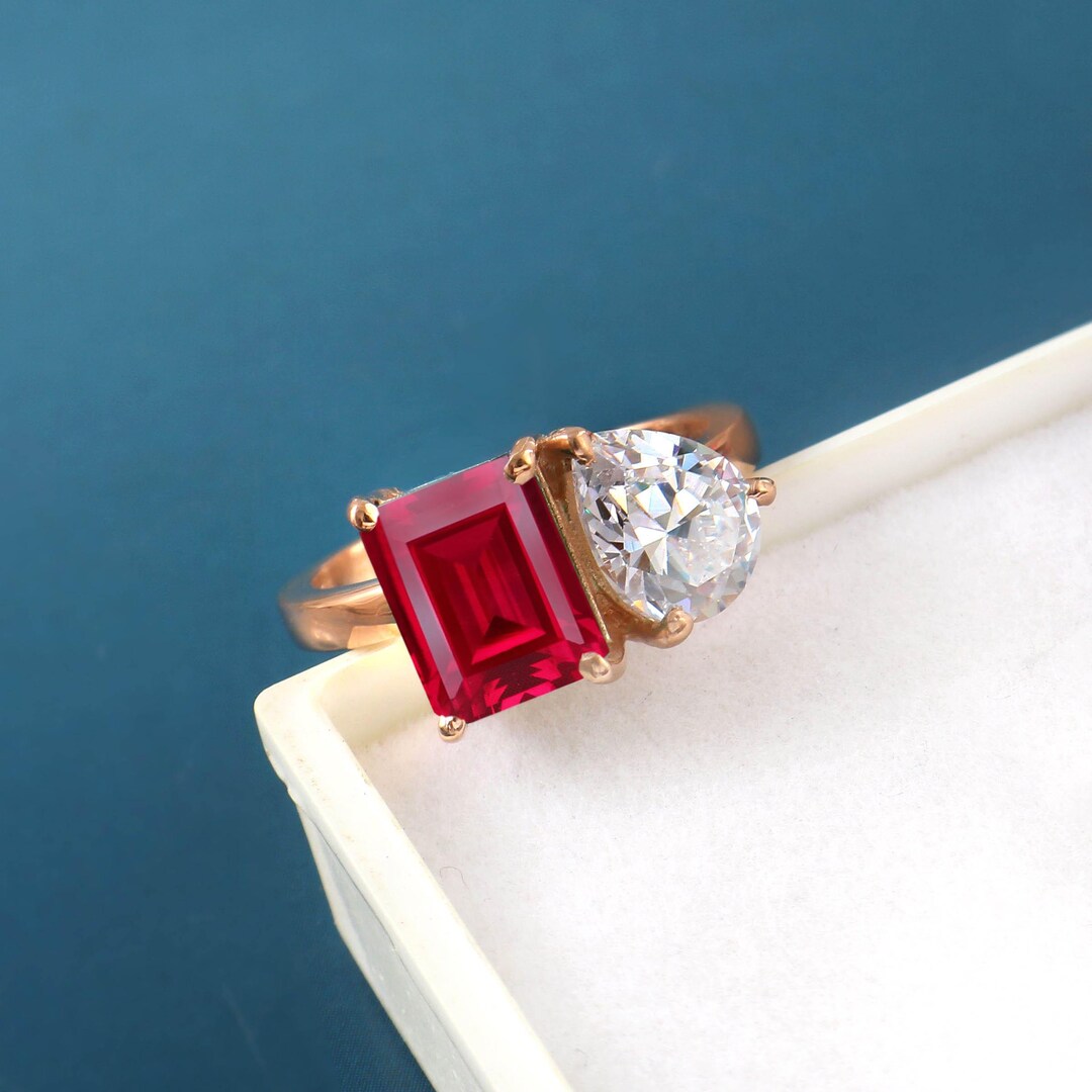 Buy Premium Women Rings, Ruby Two Stone Rings, Spouse Dual Birthstone ...