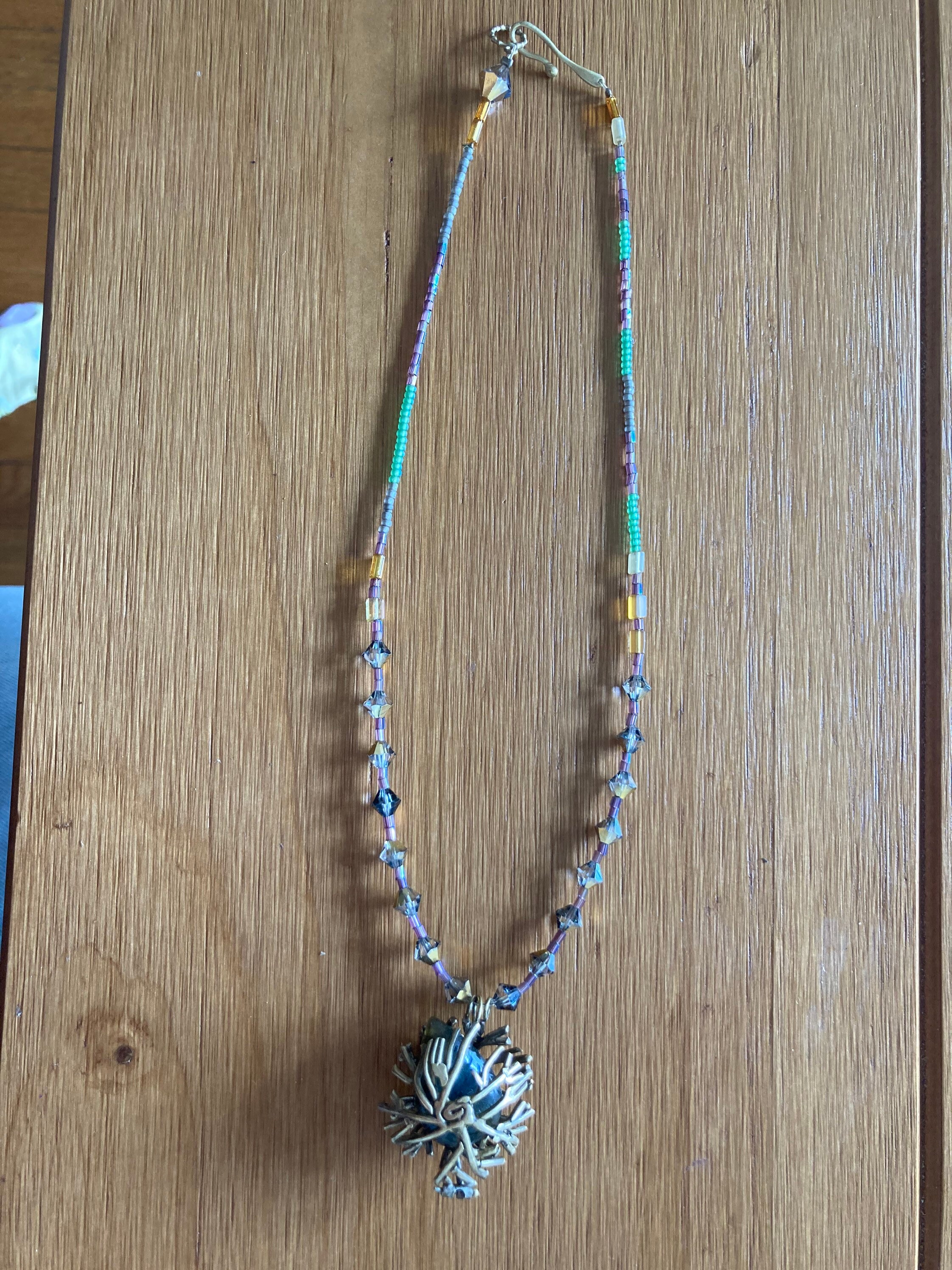 Labradorite Locket Beaded Necklace - Etsy