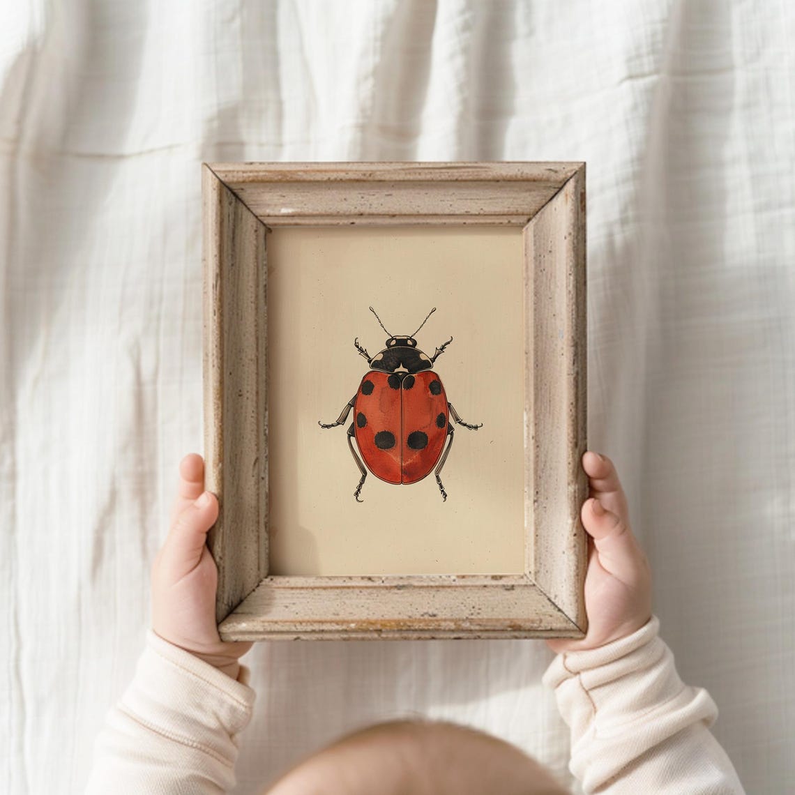 Ladybug Print, Vintage Farmhouse Printable Wall Art, Baby Room Artwork ...