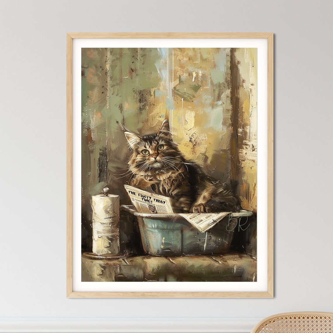 Fluffy Tabby Times Printable Unique Artwork, Kitty Throne, Cat Reading ...