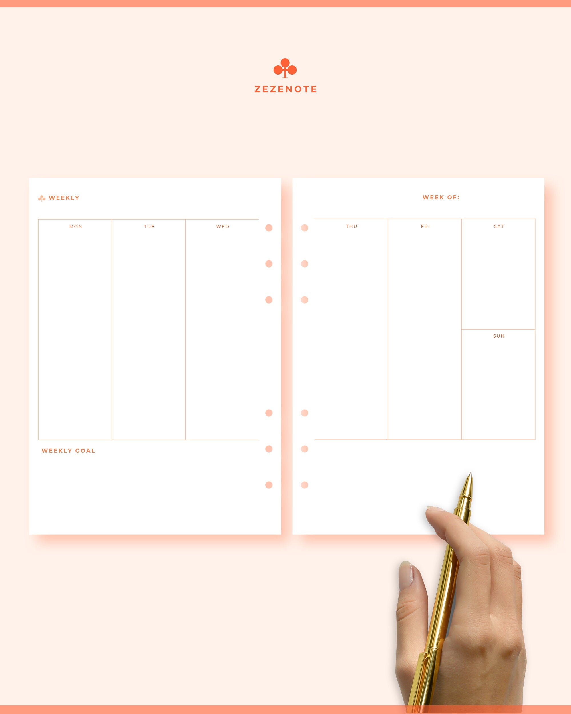 Weekly Planner Weekly Schedule A5 A4 US Letter Half Letter Printable ...