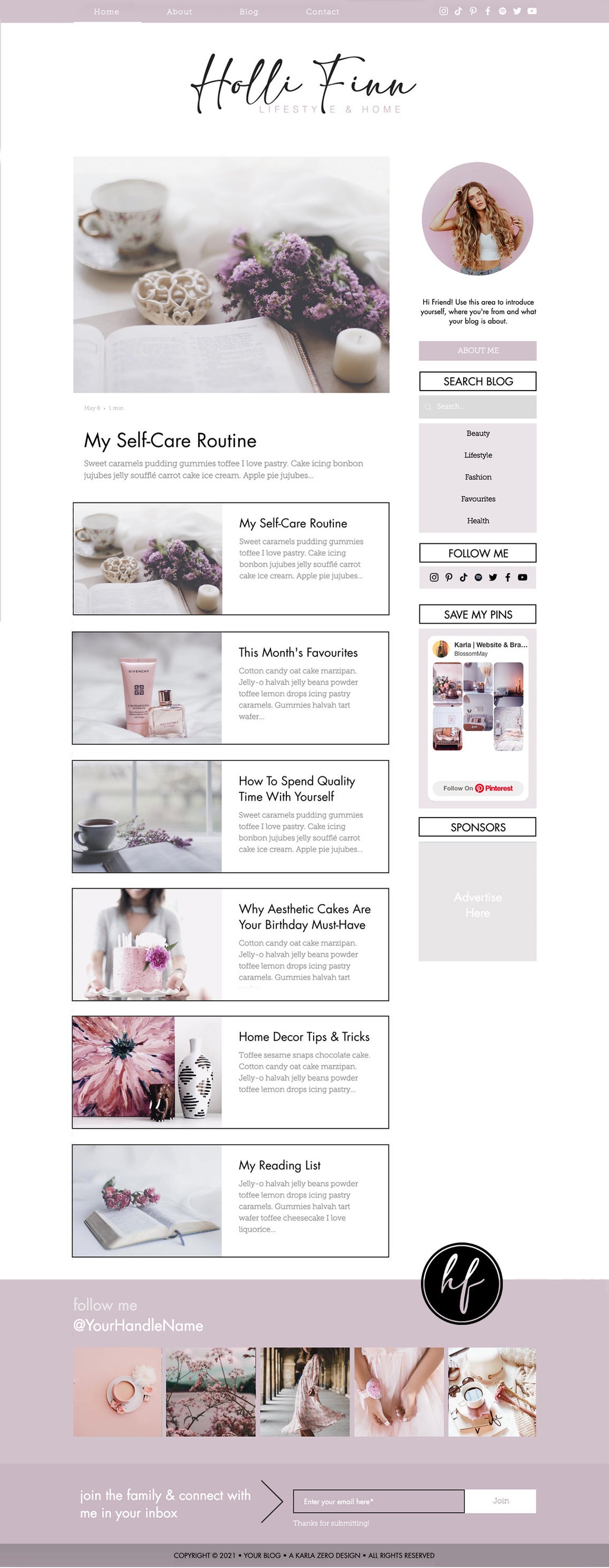 WIX Blog Template - Feminine Blog Theme - Website Design for Bloggers ...