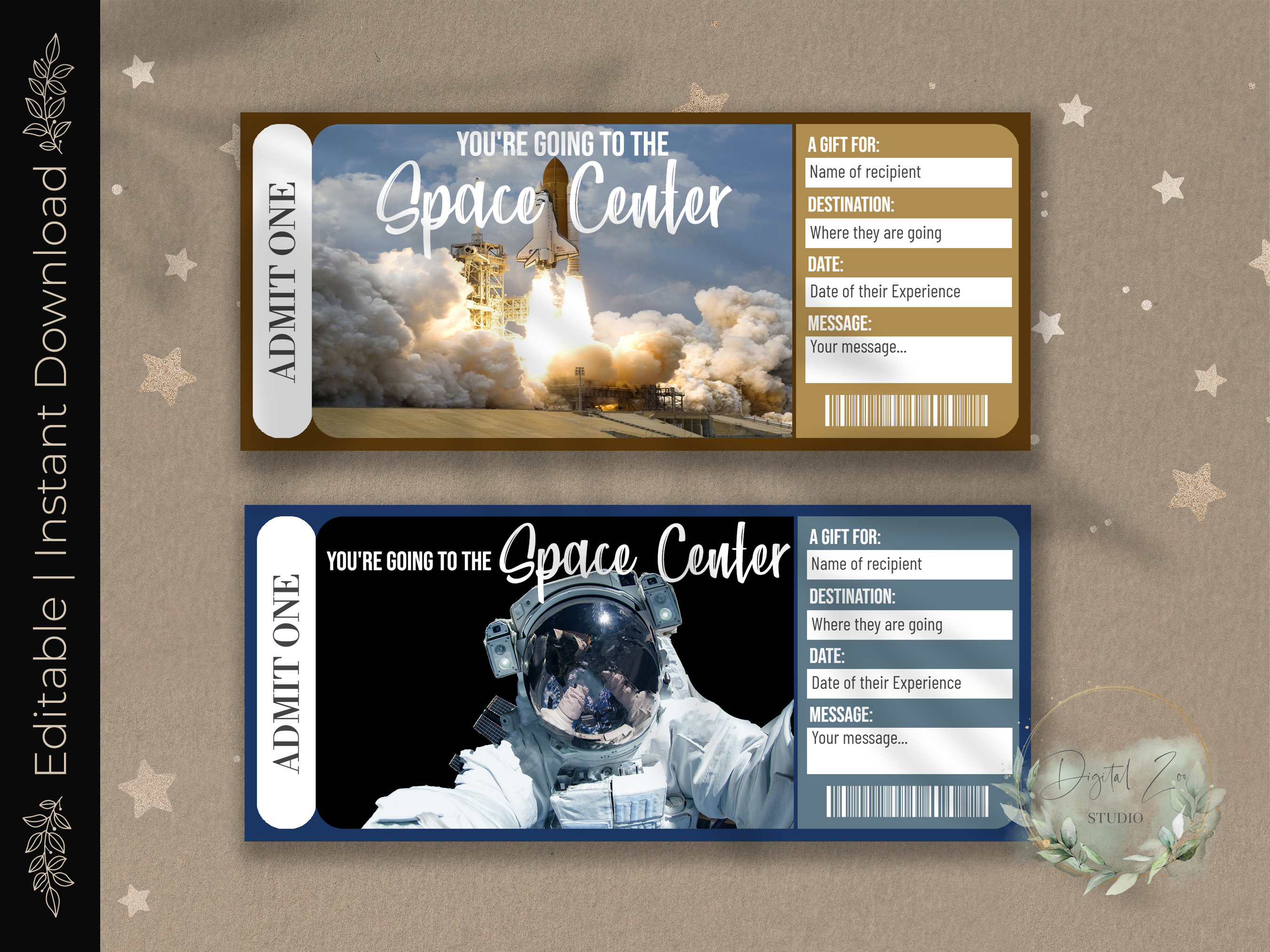 Printable SPACE MUSEUM or Space Center Surprise Reveal Ticket, Gift ...