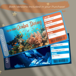 SCUBA DIVING Surprise Gift Reveal Ticket, Customizable (digital ...