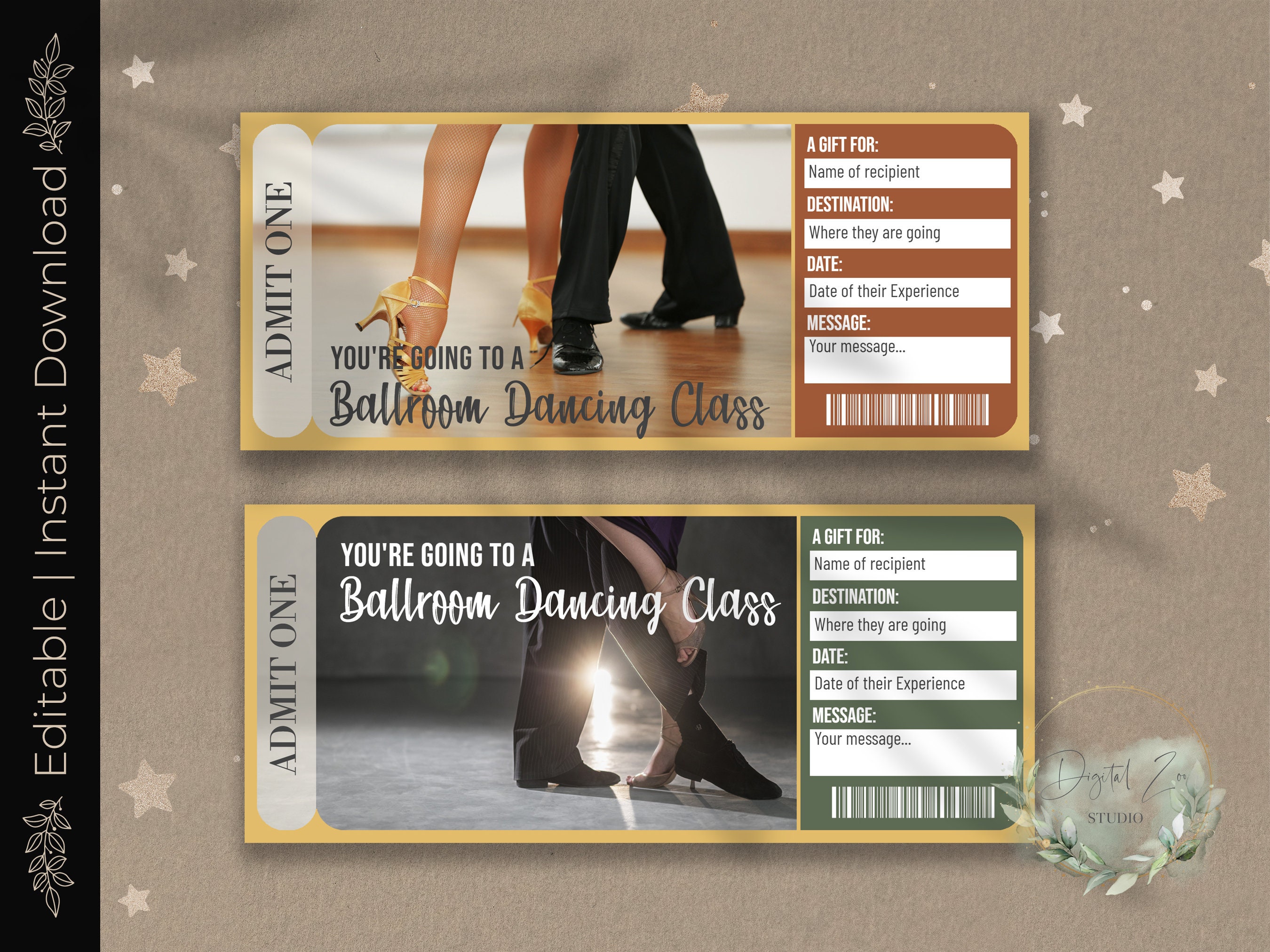 Printable BALLROOM DANCE CLASS Surprise Reveal Ticket Gift - Etsy