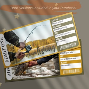 Printable FISHING TRIP Surprise Reveal Ticket, Gift Voucher, Editable ...