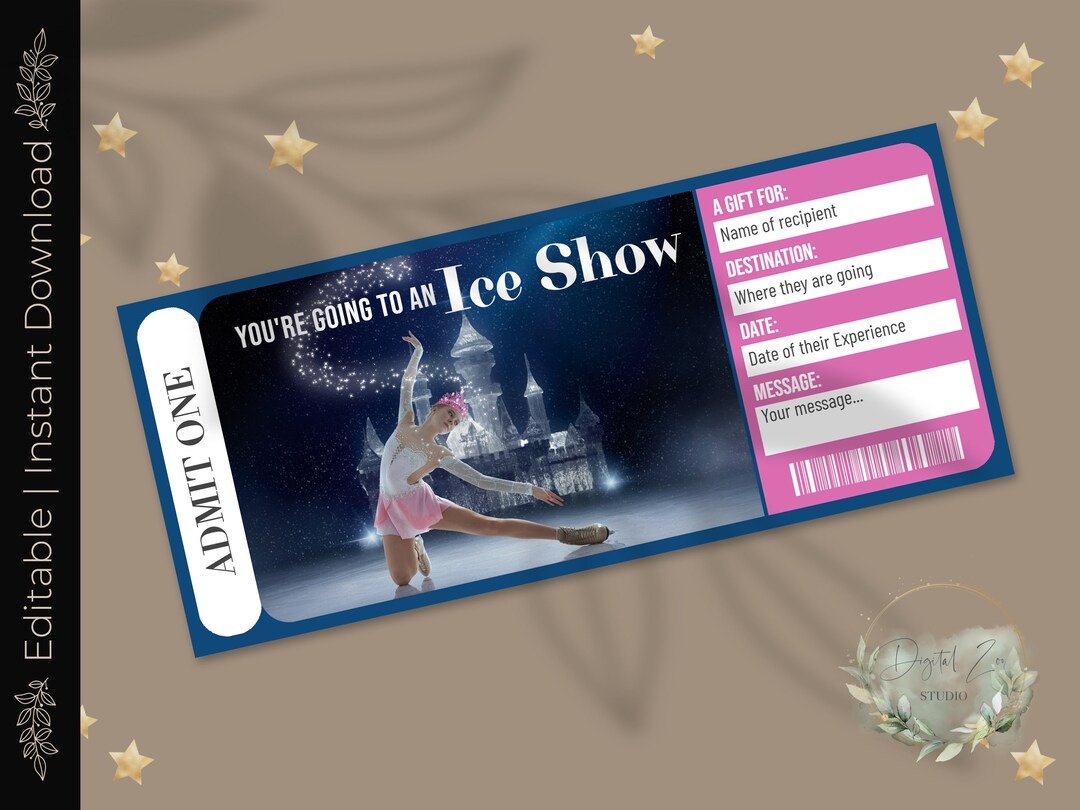 Printable ICE SHOW Surprise Reveal Ticket, Gift Voucher, Editable Event ...