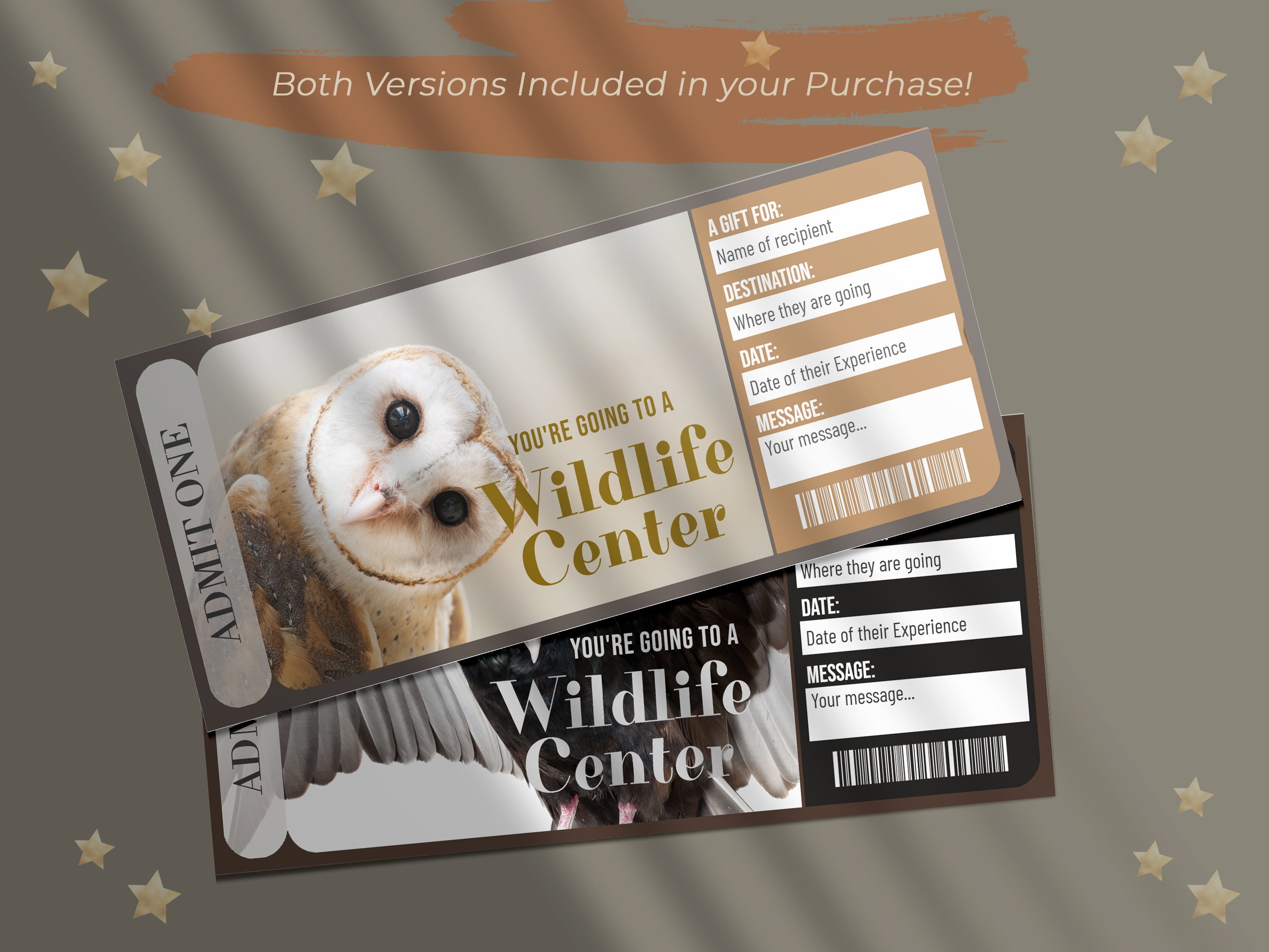 Printable Visit to a WILDLIFE CENTER Surprise Reveal Ticket, Gift ...