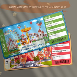 Printable KIDS AMUSEMENT PARK Surprise Reveal Ticket, Gift Voucher ...