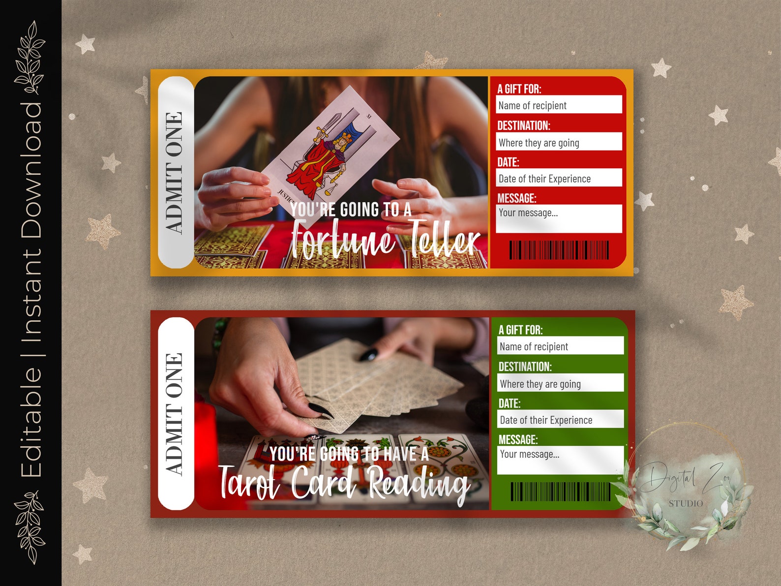 FORTUNE TELLER or TAROT Reading Surprise Gift Reveal Ticket ...