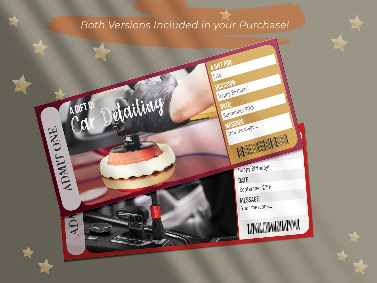 Printable CAR DETAILING Surprise Reveal Ticket, Gift Voucher, Editable ...
