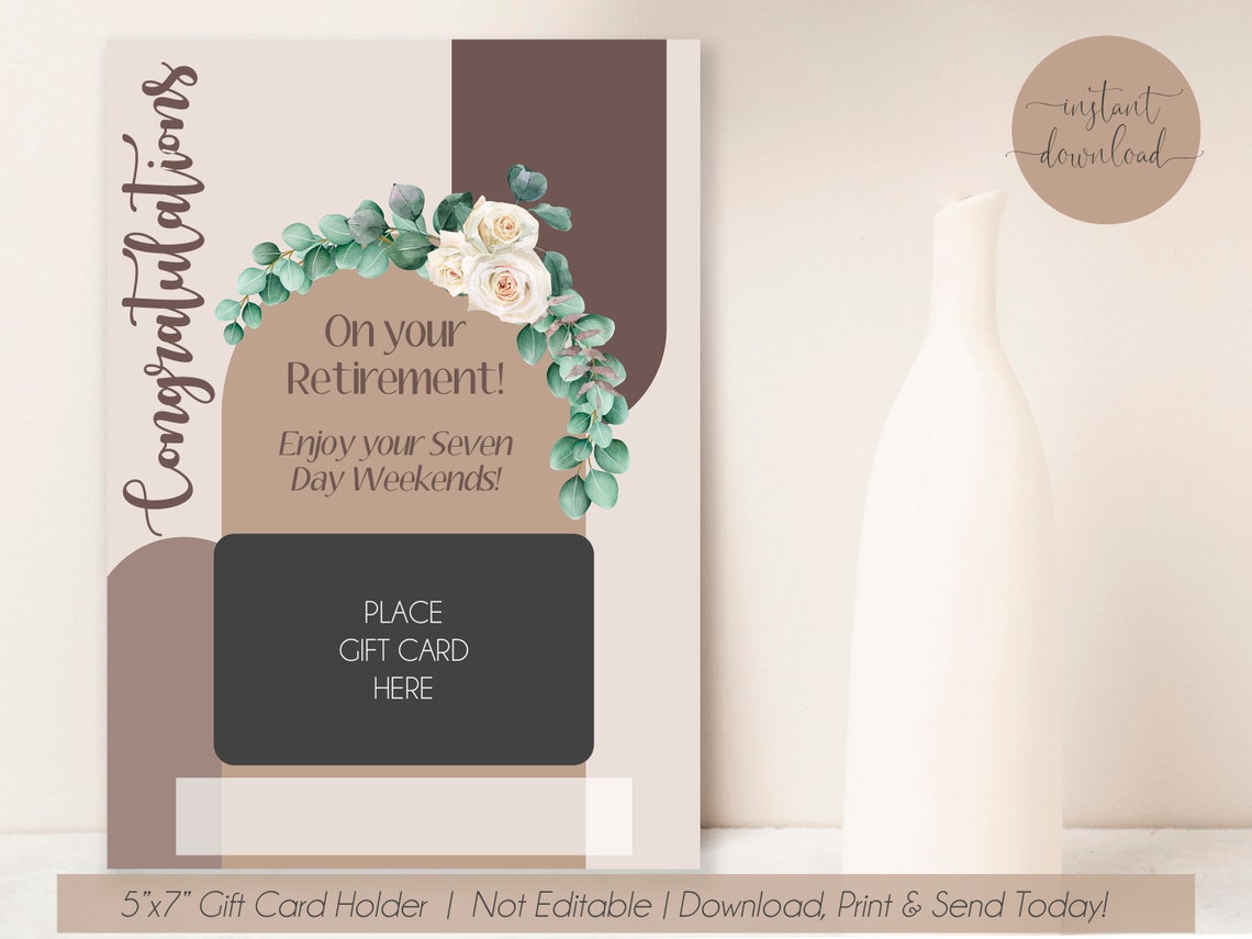 Printable RETIREMENT Gift Card Holder, Congratulations Card (digital ...