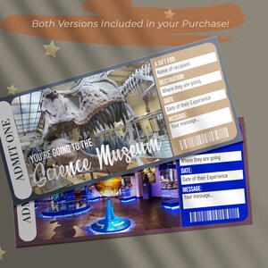 Printable SCIENCE MUSEUM Surprise Reveal Ticket, Gift Voucher, Editable ...