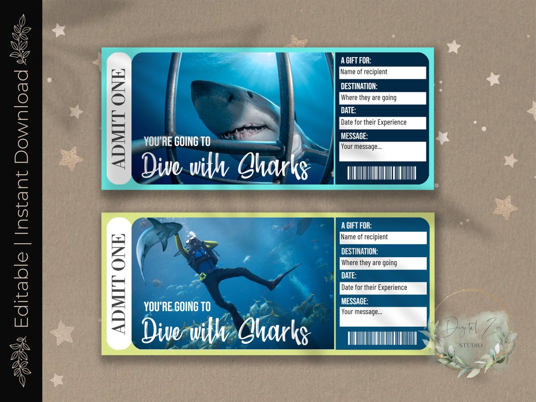 DIVE WITH SHARKS Experience, Cage Diving Surprise Gift Reveal Ticket ...