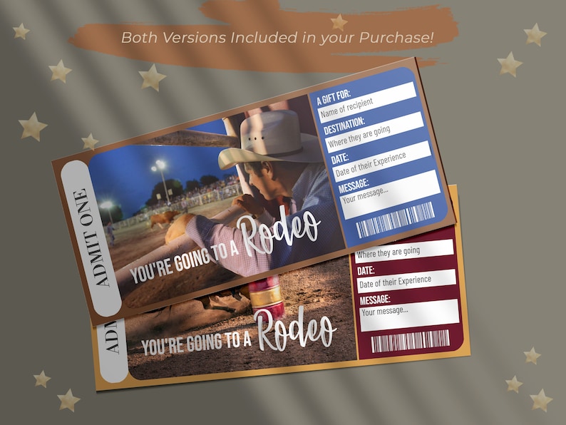 Printable RODEO Surprise Reveal Ticket, Gift Voucher, Editable Event ...