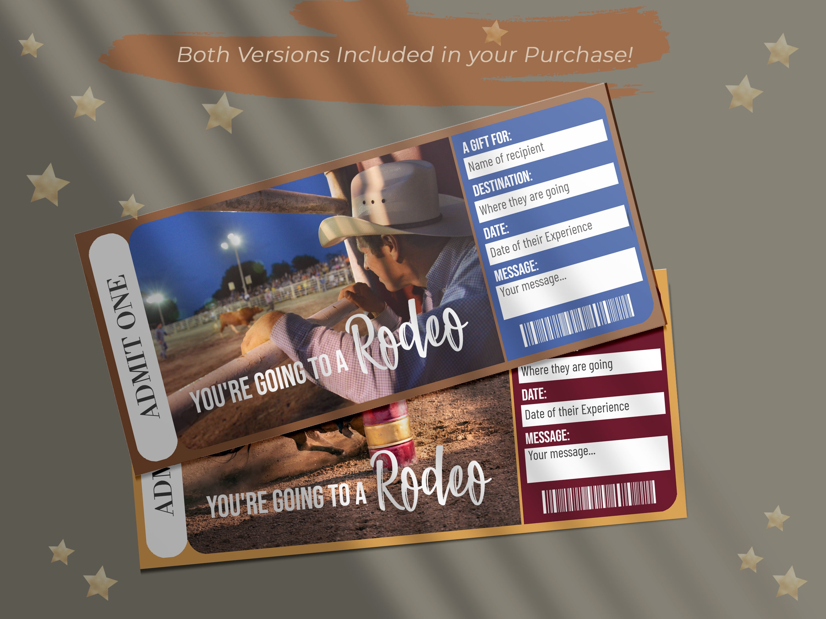 Printable RODEO Surprise Reveal Ticket, Gift Voucher, Editable Event ...
