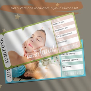 Printable FACIAL Surprise Reveal Ticket, Gift Voucher, Editable Event ...