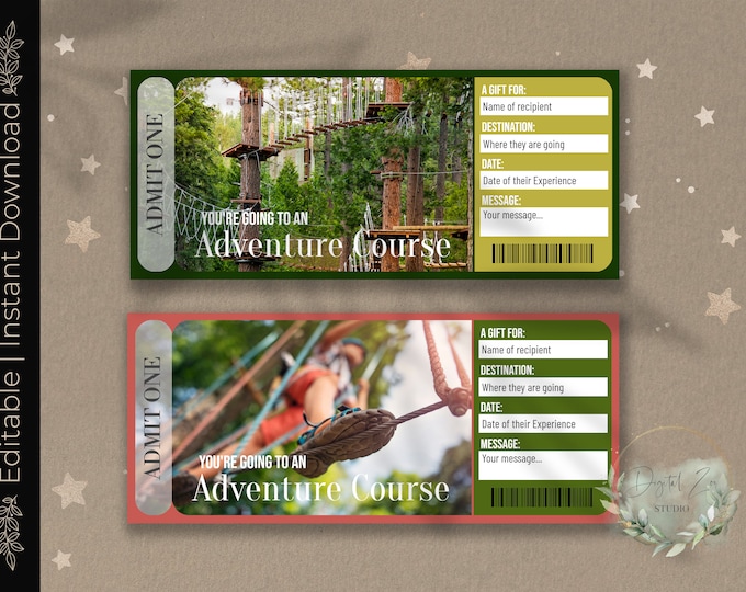 Adventure Ticket Gift Ideas for Boy's Birthday, Go Ape Surprise, Going ...