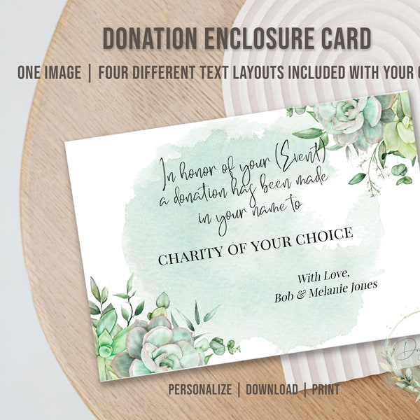 Donation Was Made in Your Name Card - Etsy