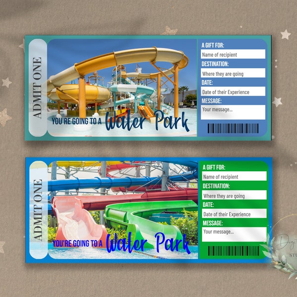 Water Park Ticket Template - Etsy