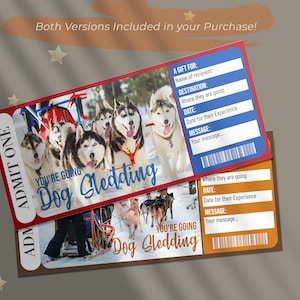 Printable DOG SLEDDING Surprise Reveal Ticket, Gift Voucher, Editable ...
