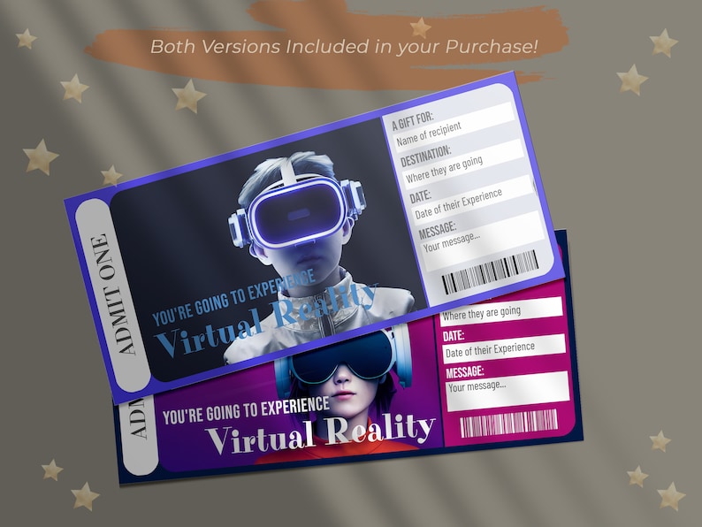 Printable Kids VIRTUAL REALITY Surprise Reveal Ticket, Gift Voucher ...