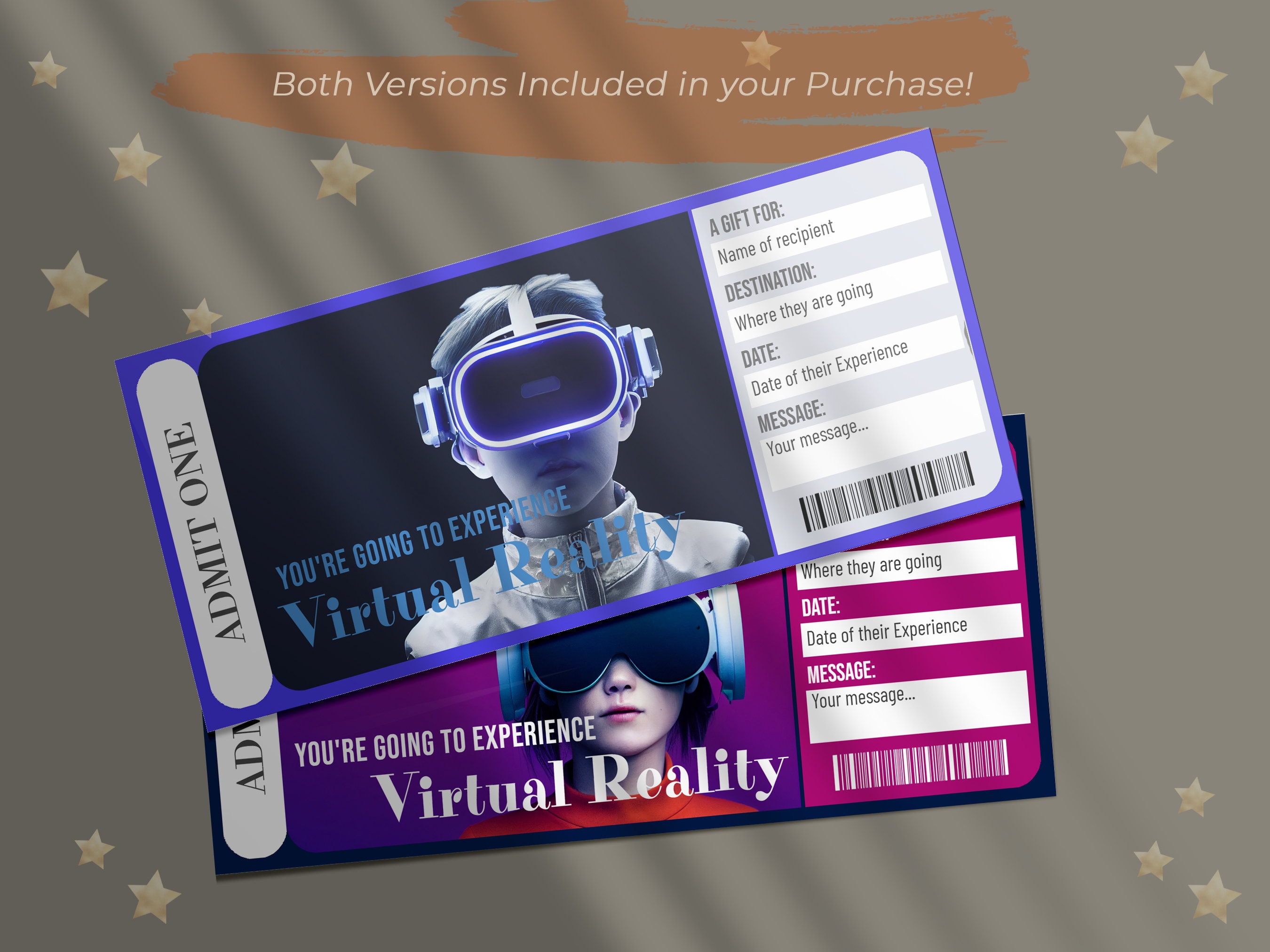 Printable Kids VIRTUAL REALITY Surprise Reveal Ticket, Gift Voucher ...
