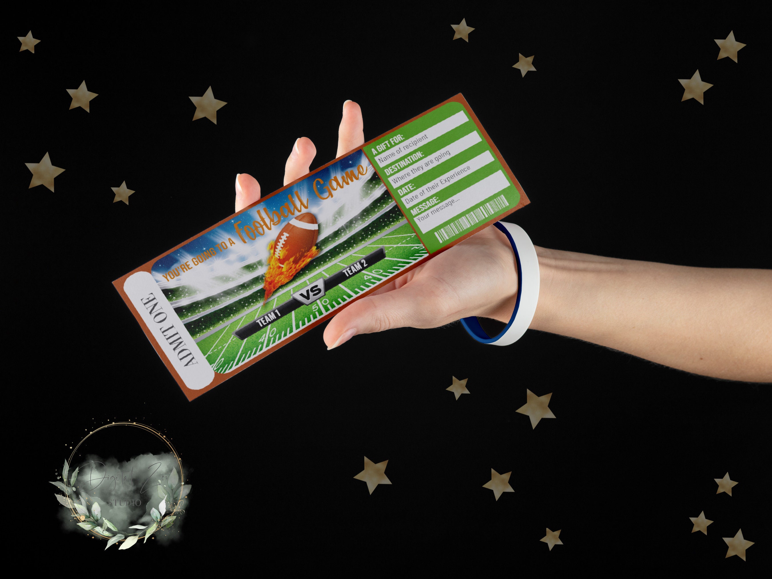 Printable FOOTBALL GAME Surprise Reveal Ticket, Gift Voucher, Editable ...