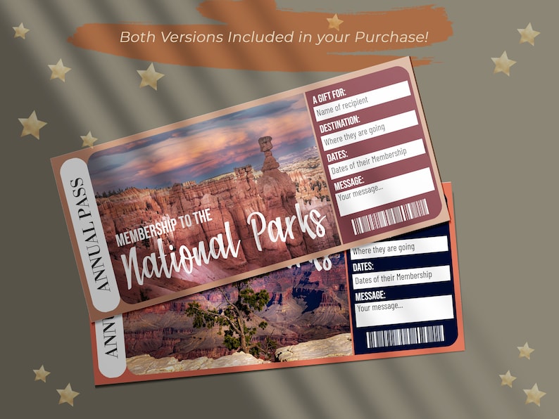 Printable NATIONAL PARKS MEMBERSHIP Surprise Reveal Ticket, Gift ...