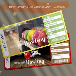 BOWLING Surprise Gift Reveal Ticket, Customizable (digital Download) - Etsy