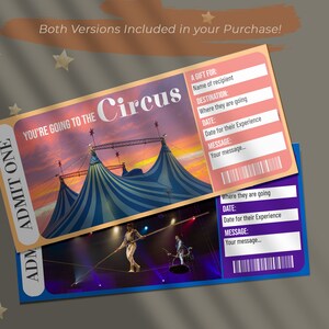 Printable CIRCUS Surprise Reveal Ticket, Gift Voucher, Editable Event ...