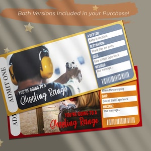 Printable SHOOTING RANGE Surprise Reveal Ticket, Gift Voucher, Editable ...