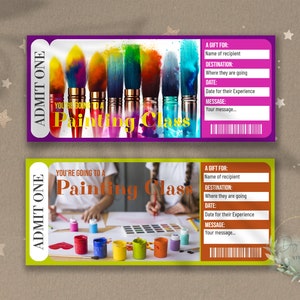 Printable KID'S PAINTING CLASS Surprise Reveal Ticket, Gift Voucher ...