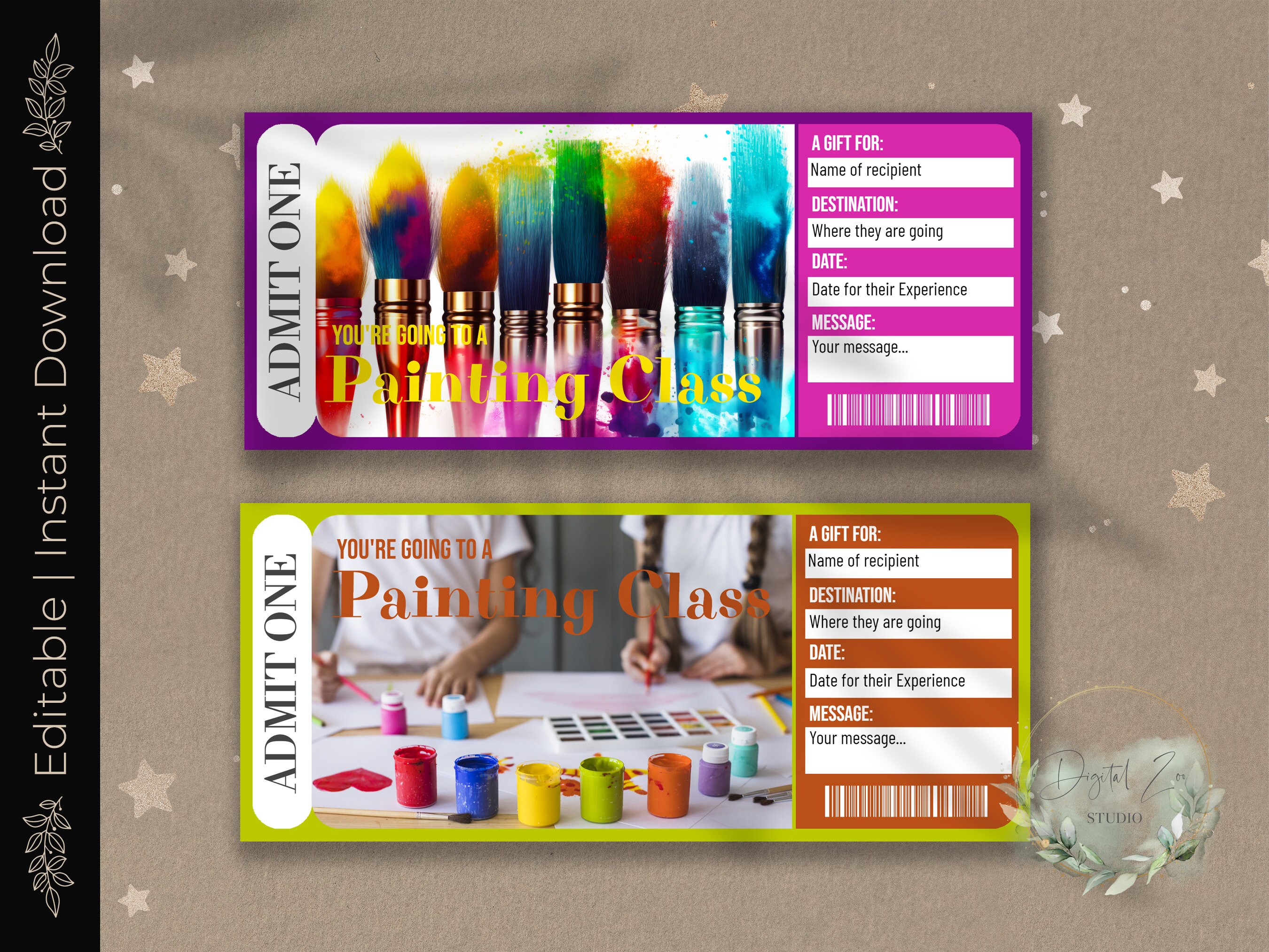 PAINTING CLASS Surprise Reveal Ticket, Art Experience Gift (digital ...
