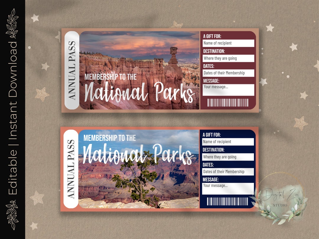 NATIONAL PARKS MEMBERSHIP Surprise Gift Reveal Ticket, Customizable ...