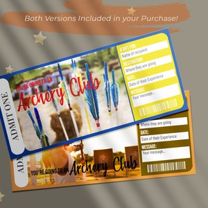 Printable ARCHERY Surprise Reveal Ticket, Gift Voucher, Editable Event ...