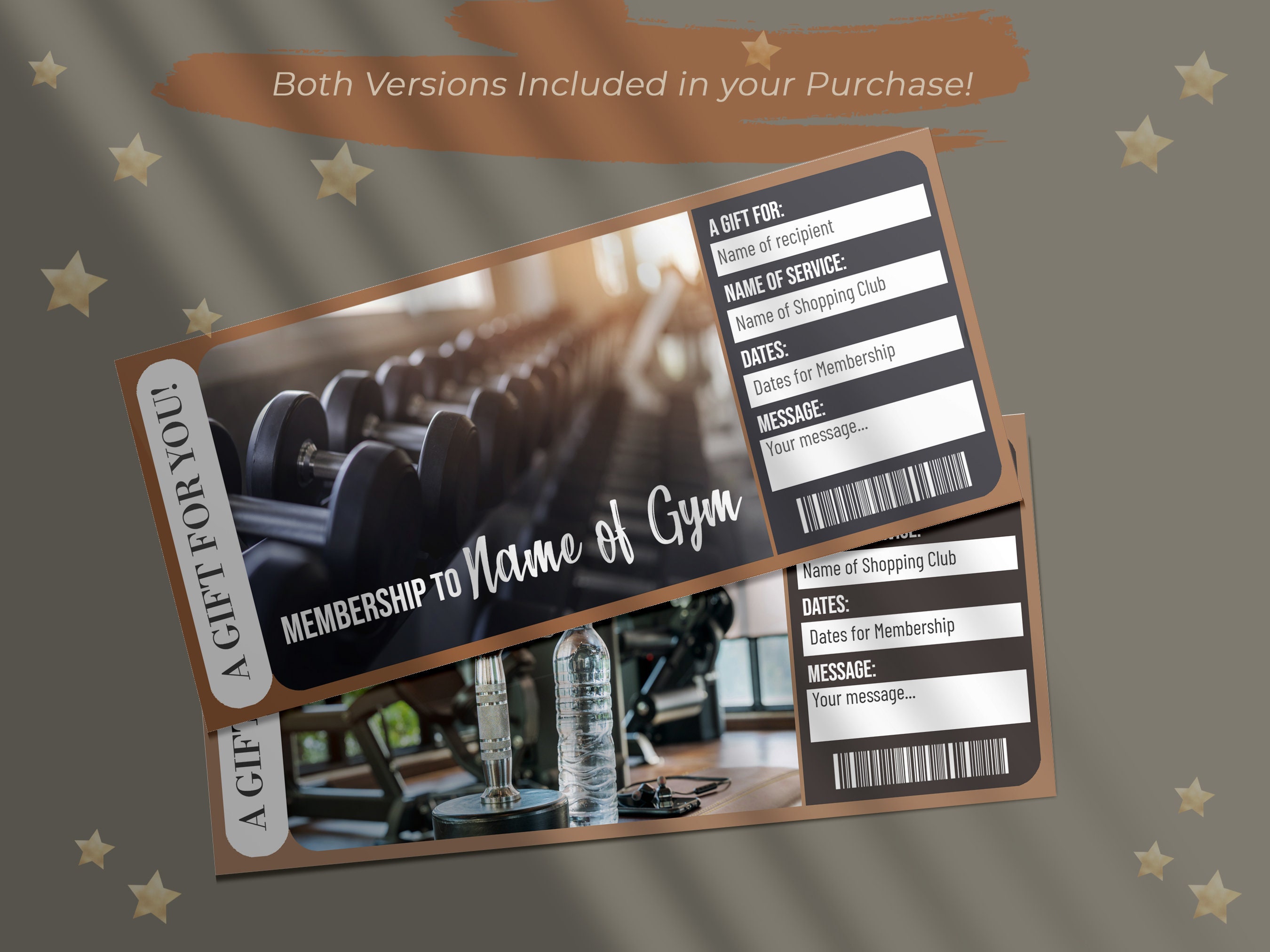 Printable GYM MEMBERSHIP Surprise Reveal Ticket, Gift Voucher, Editable ...