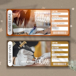 TATTOO Gift Reveal Ticket, Printable Surprise Voucher (digital Download ...